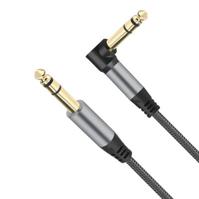 Cina Collegamento per angolo destro 1/4 pollice Jack 10 piedi intrecciato Cable audio per chitarra elettrica 6.35mm in vendita