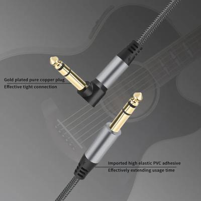 Cina Collegamento per angolo destro 1/4 pollice Jack 10 piedi intrecciato Cable audio per chitarra elettrica 6.35mm in vendita
