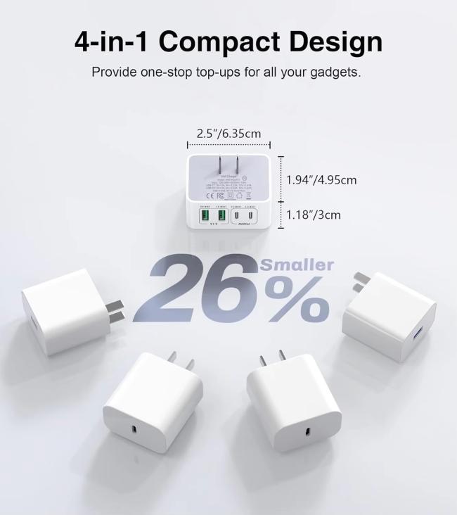 Close-up of USB ports on charger
