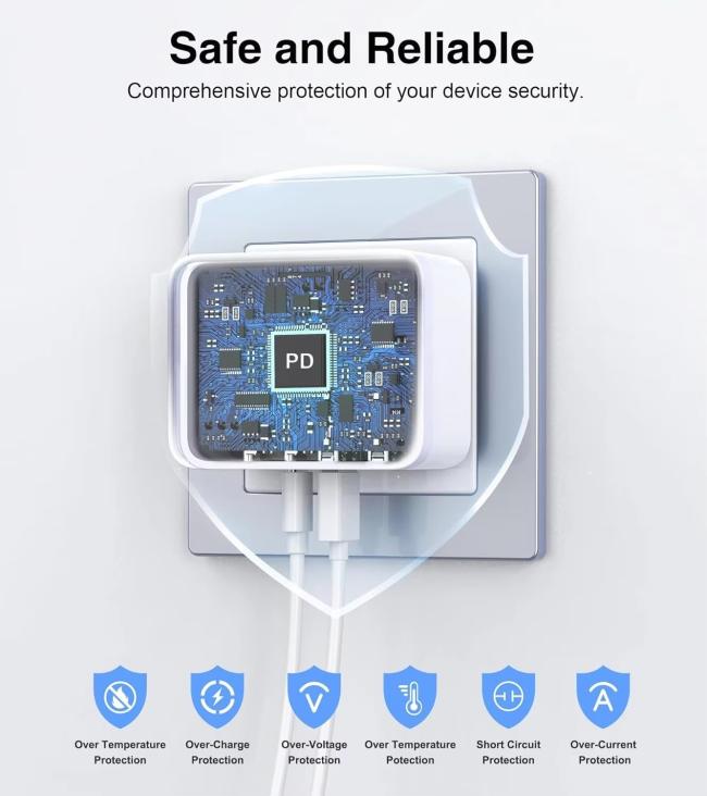 Side view of charger demonstrating compact profile