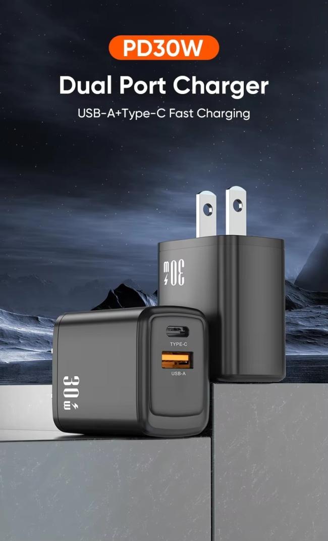 30W Fast Charger with folded plug