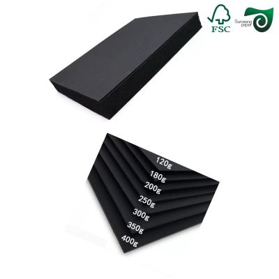 China FSC 300gsm 350gsm Uncoated Solid Black Book Binding Board  For Shopping Bags Packaging for sale