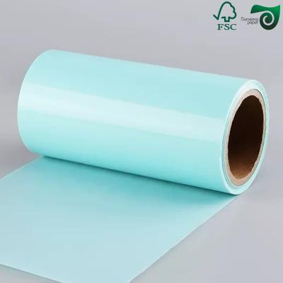 China 60gsm Blue White Glassine Release Paper With Silicone Coating Jumbo Roll FSC Wrapping Paper for sale