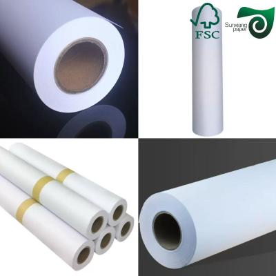China FSC Uncoated Plain Plotter Paper Rolls For Garment Factory  62" 72" Width  45gr 48gr  2" Core for sale