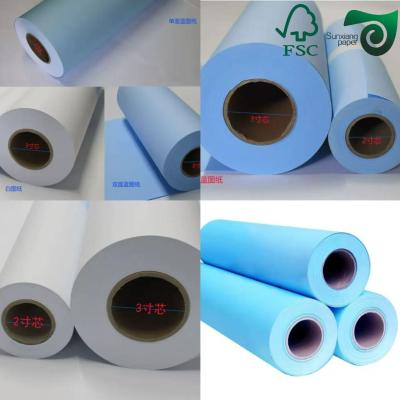 China 36"  500' Foot White Bond Plotter Paper Roll With A 3 Inch Core Uncoated And Smooth Surface for sale