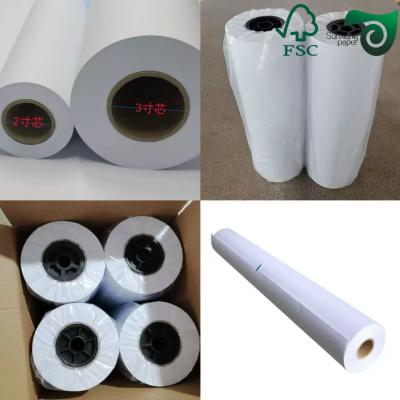 China 36"  500' Foot White Bond Plotter Paper Roll With A 3 Inch Core Uncoated And Smooth Surface for sale