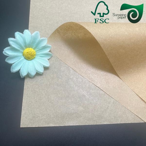 Quality FSC 55gsm One Side Glossy MG Brown Kraft Paper Food Grade Wrapping Packaging Solution for sale