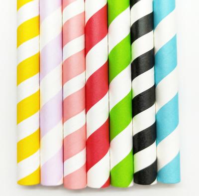 China Colorful Striped Paper Drinking Straws for Party Celebration 20cm Length for sale
