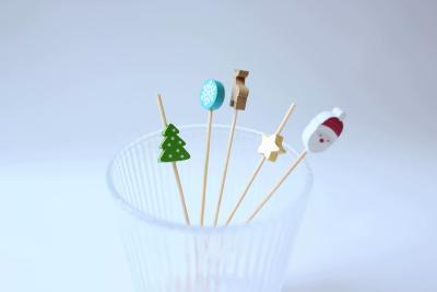 China Cocktail skewers with looped knot biodegradable bamboo cocktail picks disposable knotted bamboo picks for sale
