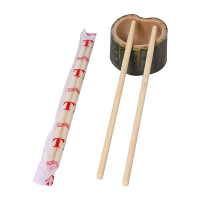 China Custom disposable chopsticks round bamboo chop sticks with paper bag or plastic package tableware bag for sale