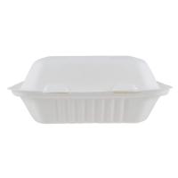 China Logo Customized Sugarcane Clamshell Food Container Take Away 3 Compartment for sale