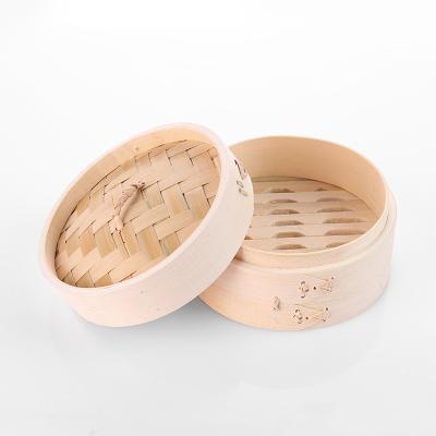 China 2 Tier Small Wood Steamer Holder Rack Basket Set Favors 10'' Mini Bamboo Steamer for sale