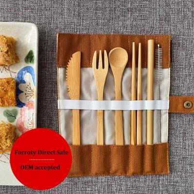 Cina Coltelleria di bambù organica dell'utensile delle posate dei bastoncini della forcella del cucchiaio di viaggio messa in sacchetto in vendita