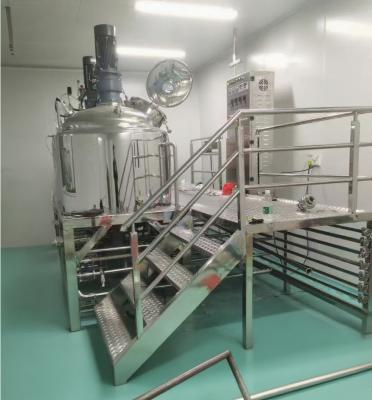 China Cream Production Fixed Type Vacuum Emulsifier Homogenizer with CIP Cleaning Ball for sale