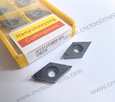 중국 CNC boring inserts Wc-Co PVD 코팅 DCGT11T302R-USF HYB208, 초연합을 제외한 모든 기계가 어려운 재료에 적용됩니다. 판매용