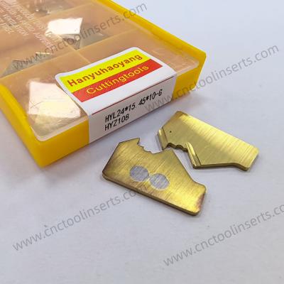Cina Inserto a scanalatura CNC con rivestimento PVD HYL24*15.45*10-G HYZ108, adatto per la lavorazione dell'acciaio mite a basse velocità di taglio. in vendita