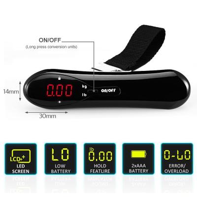 China 50kg/110lb Digital Electronic Luggage Scale LED Display Pocket Handheld Electronic Travel Suitcase Bag Weight Scale for sale