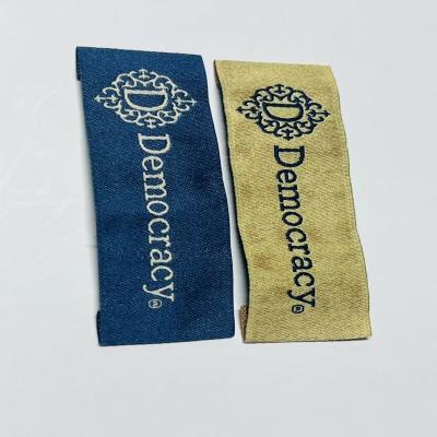 China Craft Embroidered Woven Garment Labels Custom For T Shirt for sale