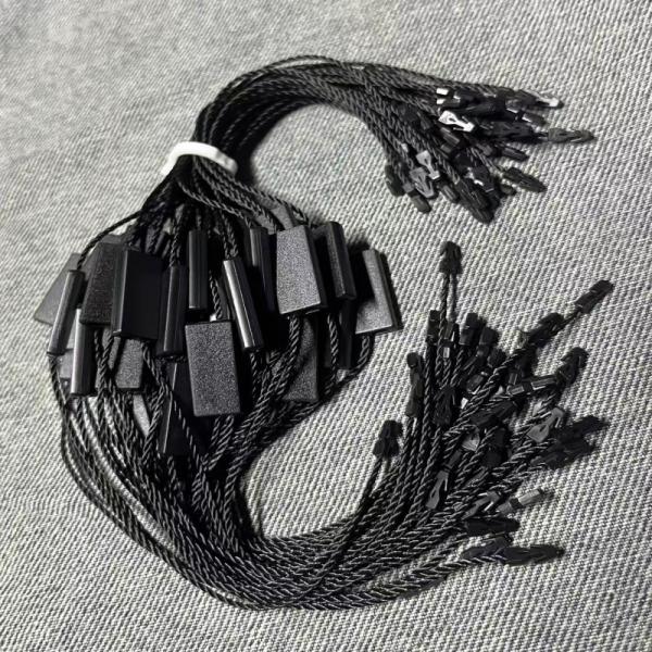 Quality Customized Flexible Swing Black Hang Tag String For Clothing Garment for sale