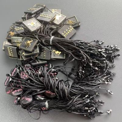 China Plain Rectangle Black Hang Tag String Length 7 Inches Ideal for Clothing Tags and Retail Product Identification Solutions for sale
