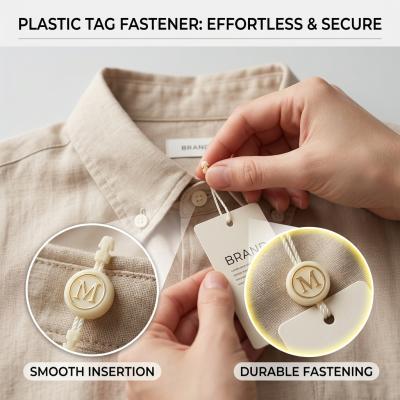 China Wipe With A Soft Cloth Plastic Tag Fastener Garment Tagging Custom Rope Length Strong Durable Label Attachment Solution for sale