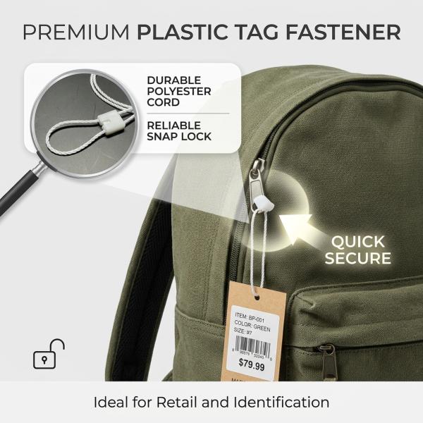 Quality Sustainable Square Locking Plastic Tag Fastener String Seal CMYK For Clothes Custom for sale