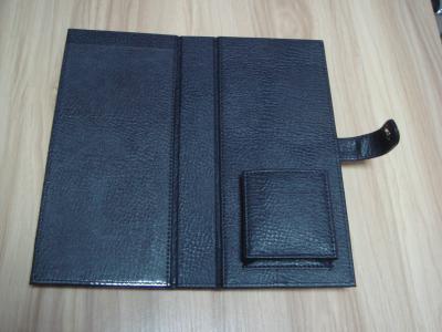 China Foldable Brown, black and blue PU portable paperback book cover / Hotel guest Information Folder for sale