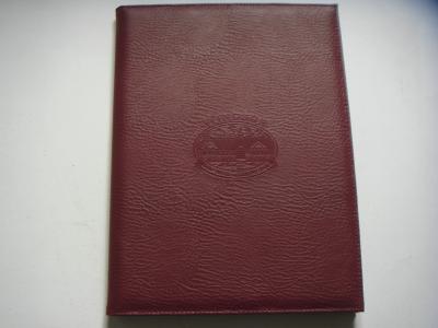 China Custom portable Red Restaurant, Spa and Bar protective checkbook PU Hotel Information Folder Cover for sale