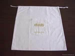 China Poly cotton, canvas and non woven white hanging Hotel Laundry Bags with Drawstring Closure for sale