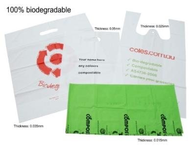 China Eco friendly hotel amenities, 100% biodegradable Shopping bag, T-shirt bag, good price for sale
