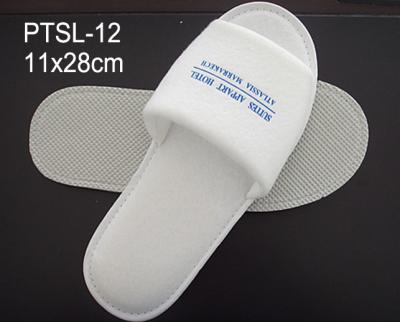 China Polyester Velour Disposable Hotel Slippers Opened Toe With 5mm EVA Sole for sale