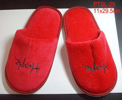 China Red Cotton Velour Disposable Hotel Slippers International Eco-Friendly for sale