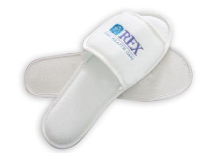 China Open Toe Disposable Hotel Slippers Of Polyester Velour ,  5mm TPR Sole for sale