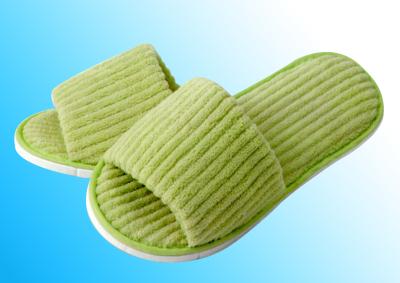China Green Strip Coral Mens Velvet Evening Slippers For Hotel Disposable for sale