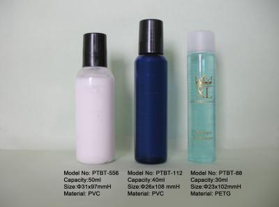 China PVC And PETG 30ML, 40ML, 50ML Hotel Shampoo Bottle, Lotion Bottles Golden Hotstamping for sale