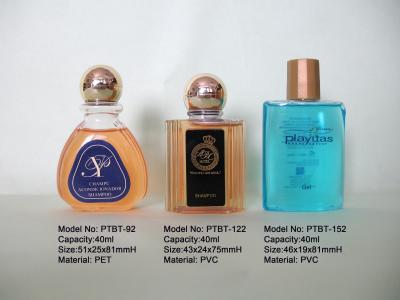 China 40ML Hotel Shampoo Bottle, Customized PET, PVC Empty Bottles For Bathroom Electroplate Cap for sale