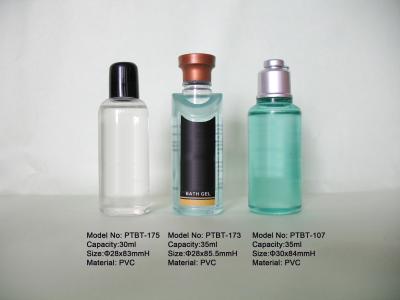 China Colored Cap 30ml, 35ml Hotel Shampoo Bottle, PVC Empty Bottles For Body Wash, Lotion for sale