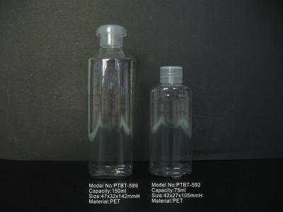 China 75ml, 150ml Transparent Hotel Shampoo Bottle, PET Bathroom Toiletries Bottle, Optional Cap for sale