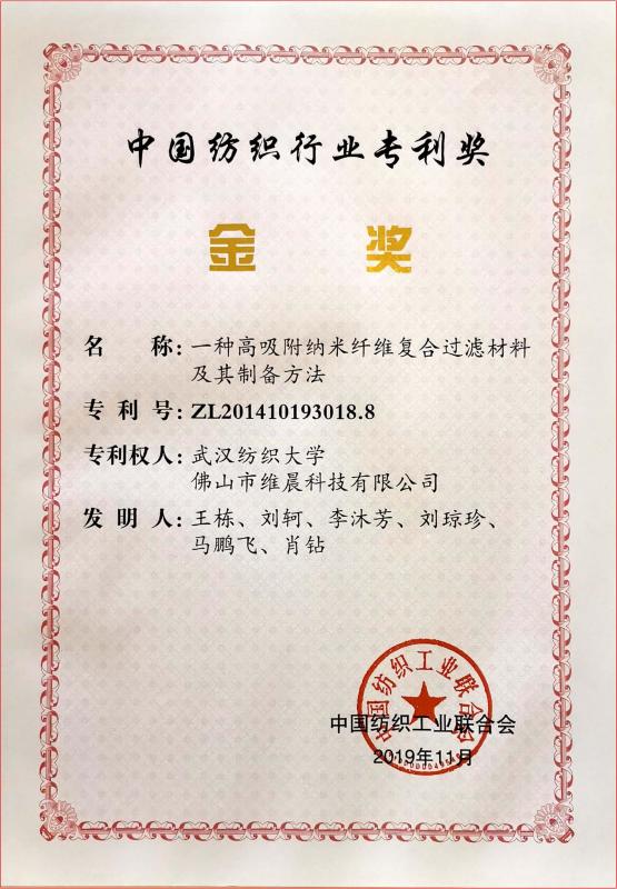China Textile Industry Patent Award - Wuhan Wechange Technology Co., Ltd