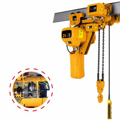 China 3 Phase Low Headroom Electric Hoist G80 Chain 2 Ton Electric Chain Hoist IP54 Motor 380V Space Saving for sale