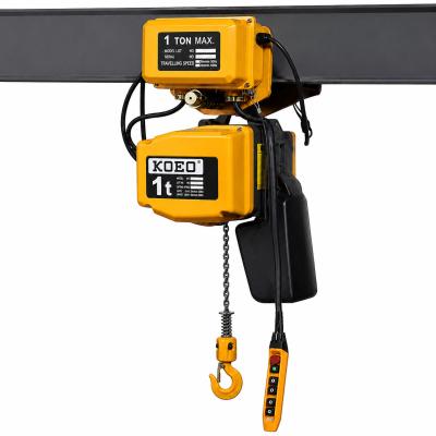 China Traveling Type 1 Ton Chain Hoist Compact Electric Hoist With Motorized Trolley for sale