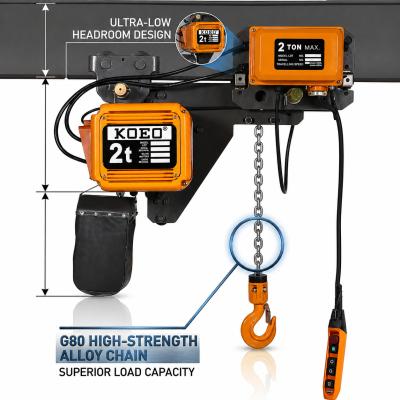 China Custom Electrical Chain Hoists 2 Ton Ultra Low Headroom Hoist 1.5KW for sale