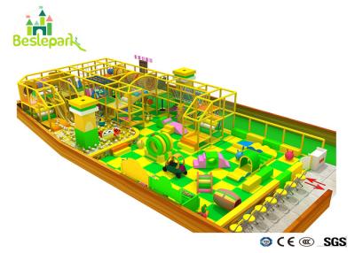 China Green Yellow Color Indoor Soft Playground With Protective Web / Climbing Wall for sale