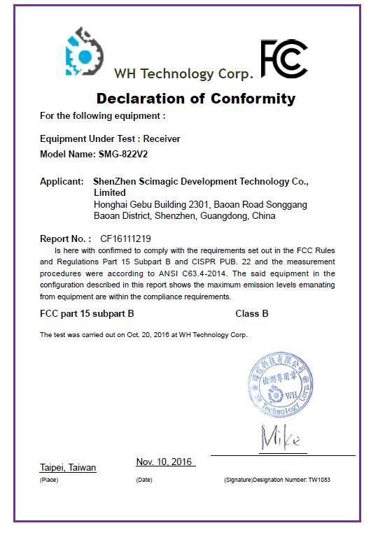 FCC DOC - Shenzhen Scimagic Technology Development Co., Ltd