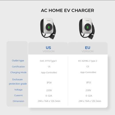 中国 タイプ2のプラグが付いているAC EV充電器のWallbox Ocpp 1.6j 7kW車の充電ステーション 販売のため