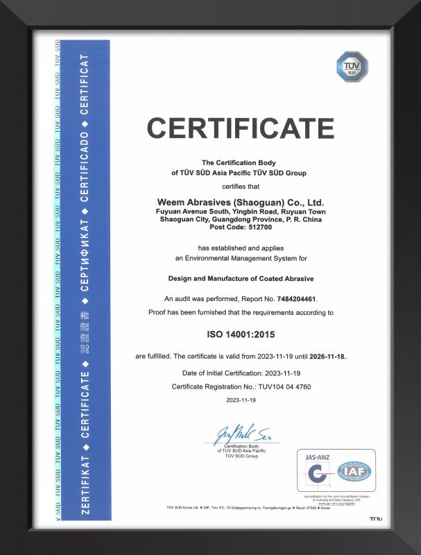 ISO 14001:2015 - WEEM Abrasives