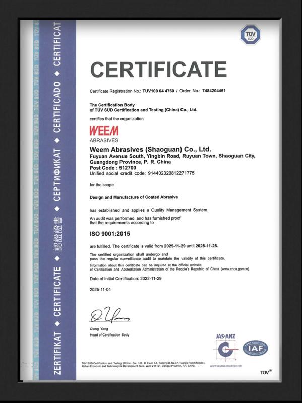 ISO 9001 : 2015 - WEEM Abrasives