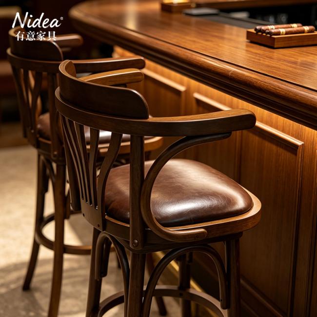 Classic Bentwood Bar Stool Traditional French Bistro High Chair with ...