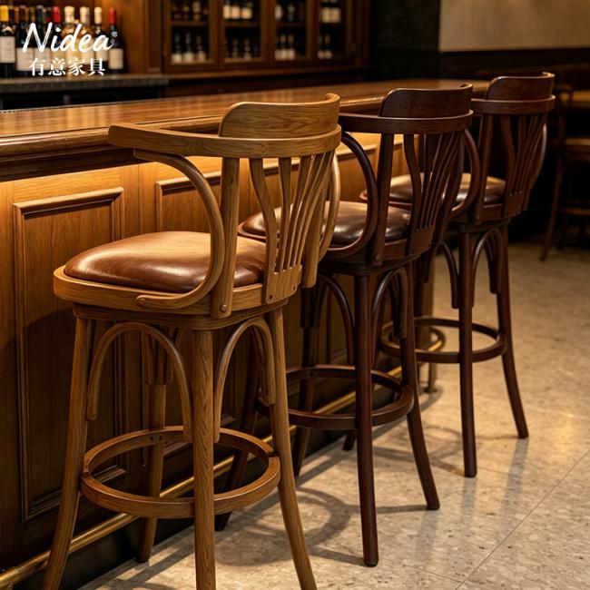 Classic Bentwood Bar Stool Traditional French Bistro High Chair with ...
