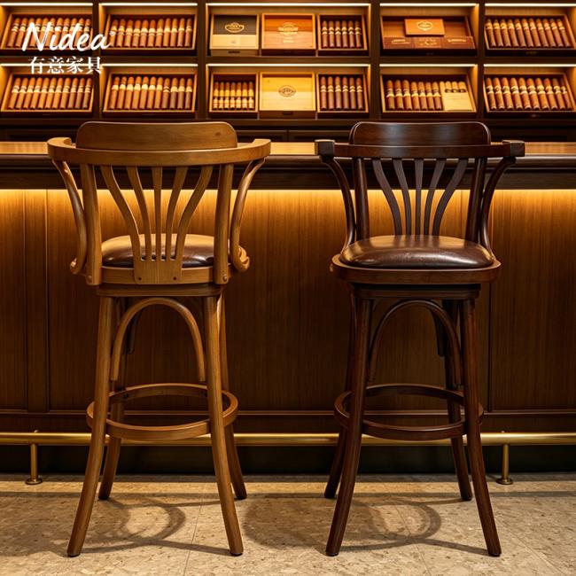 Classic Bentwood Bar Stool Traditional French Bistro High Chair with ...